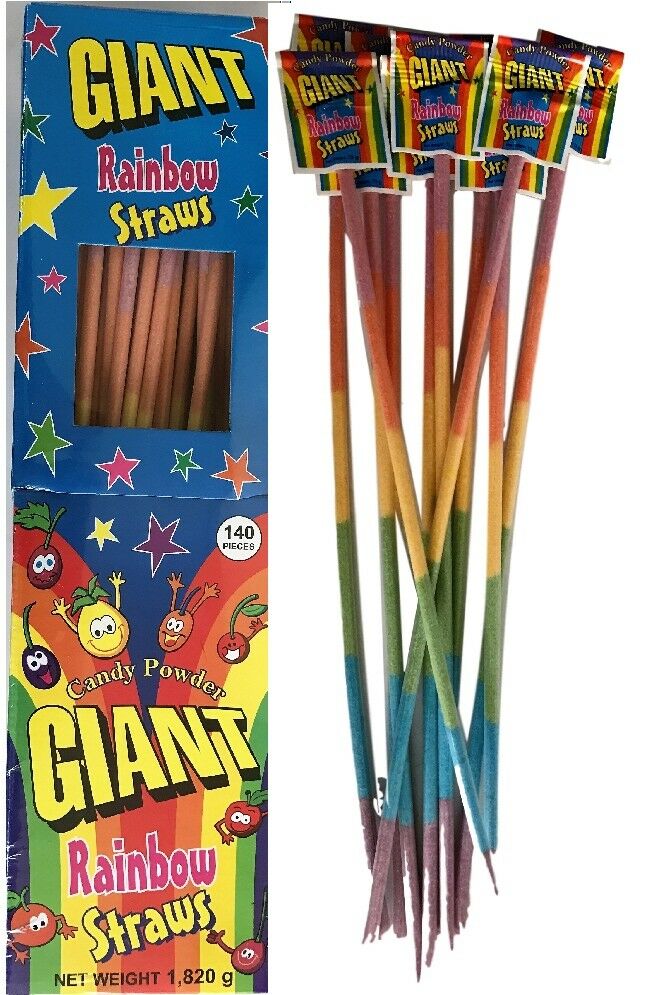 Giant Rainbow Sherbet Straw 13g - 140 Pack – showbagsgalore