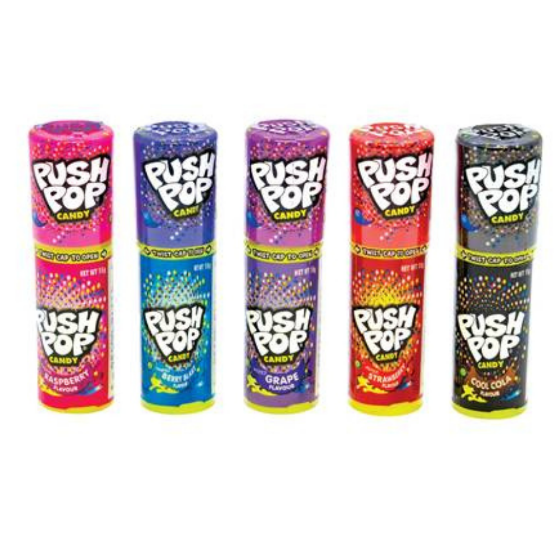 Push Pop Candy 15g - 24 Piece Pack Assorted Flavours – showbagsgalore