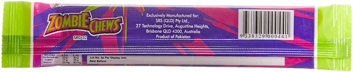 Zombie Chews Sour Grape 28g - 60 Bar Pack – showbagsgalore